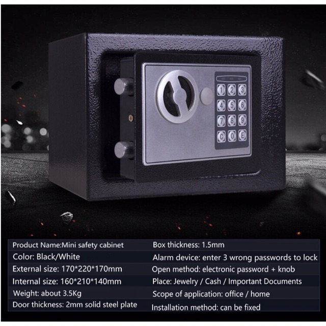 Security Lock Digital Safe Box Guard Money Jewerly Storage | Shopee ...