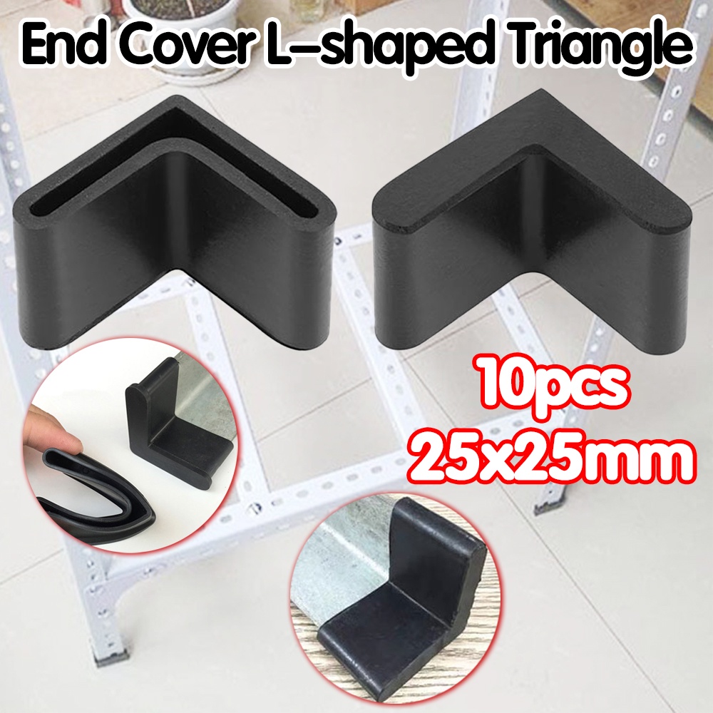 10pcs Black Rubber Corner Angle Feet Pipe Tubing End Cover Caps Cap ...