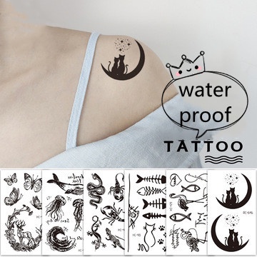 Black Tattoos Waterproof Temporary Tattoo Sticker Dark Elements Trendy ...