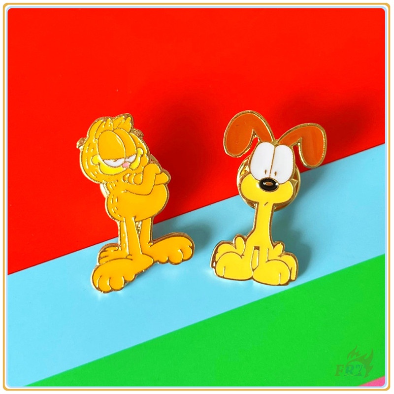 Garfield & Odie Brooches ★ 1Pc Cartoon Cat Dog Creative Doodle Enamel ...