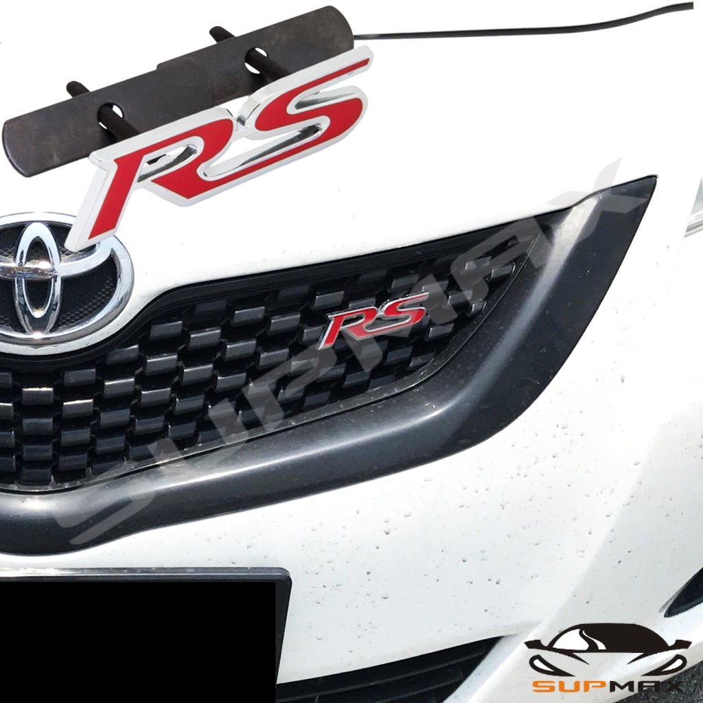 3D Metal Red RS Front Grille Sticker Car Head Grill Emblem Badge Chrome ...