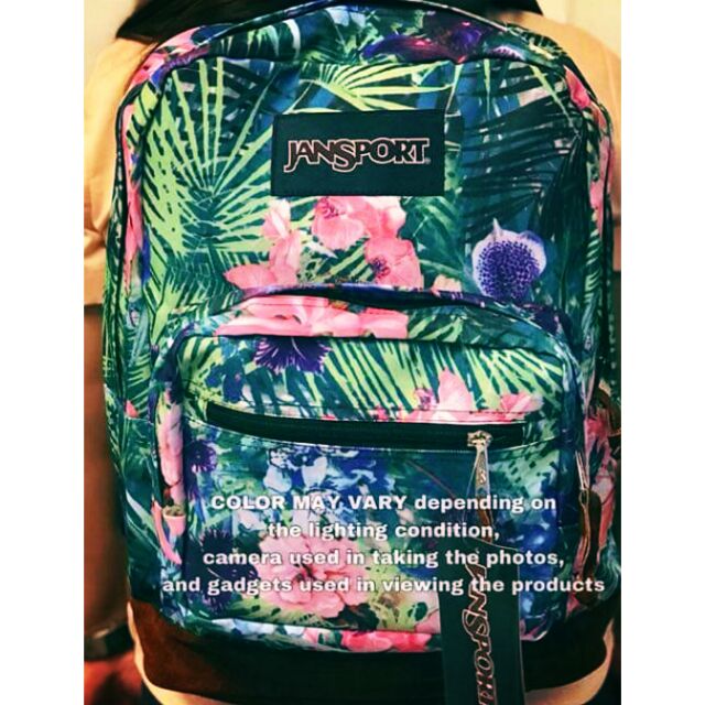 Authentic Jansport Flower with leather bottom | Shopee Philippines