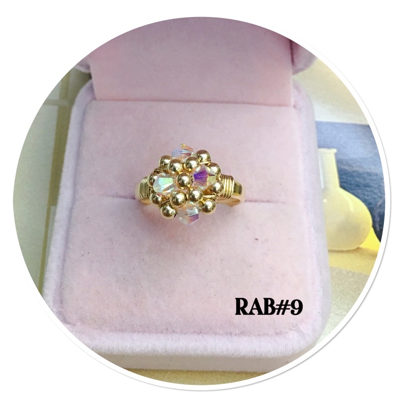 Balfe Swarovski stone & 1420 US gold handwork ring (RAB#9,10,11,12 ...