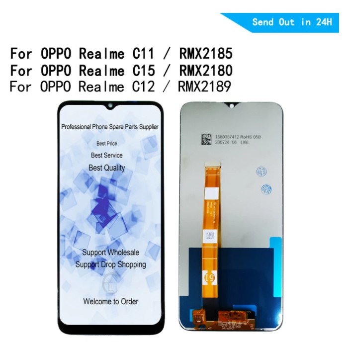 Original 6.5" LCD For OPPO Realme C11 RMX2185 C12 RMX2189 C15 RMX2185 ...