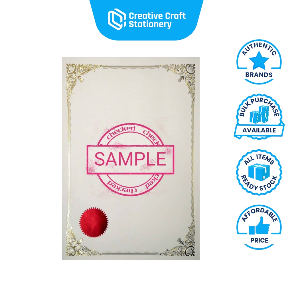 A4 Hotstamping Gold Frame Certificate with RED SEAL 160gsm / Kertas ...