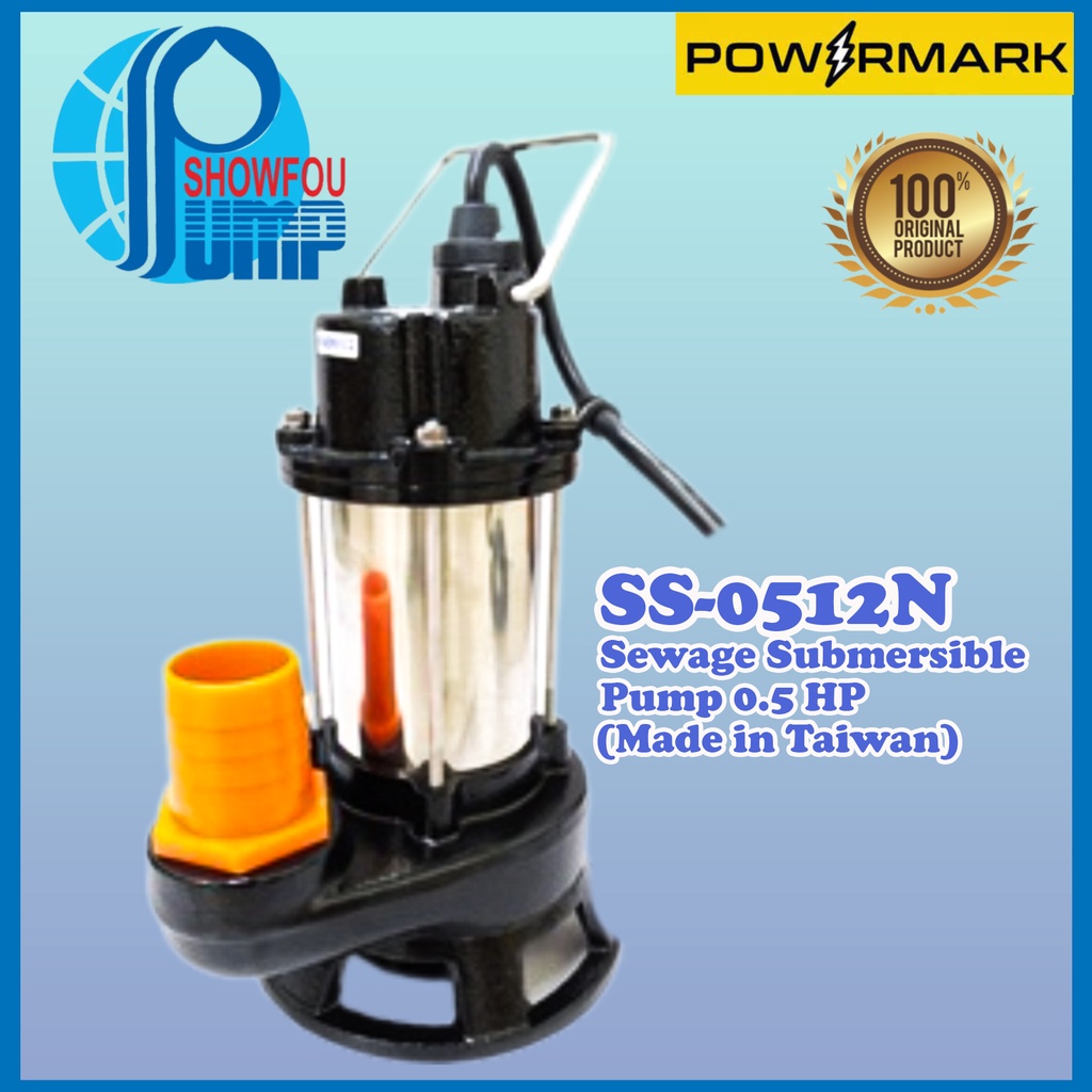 SHOWFOU SS-0512N Sewage Submersible Pump 0.5 HP (Made in Taiwan) [POWERMARK | SWP] | Shopee ...