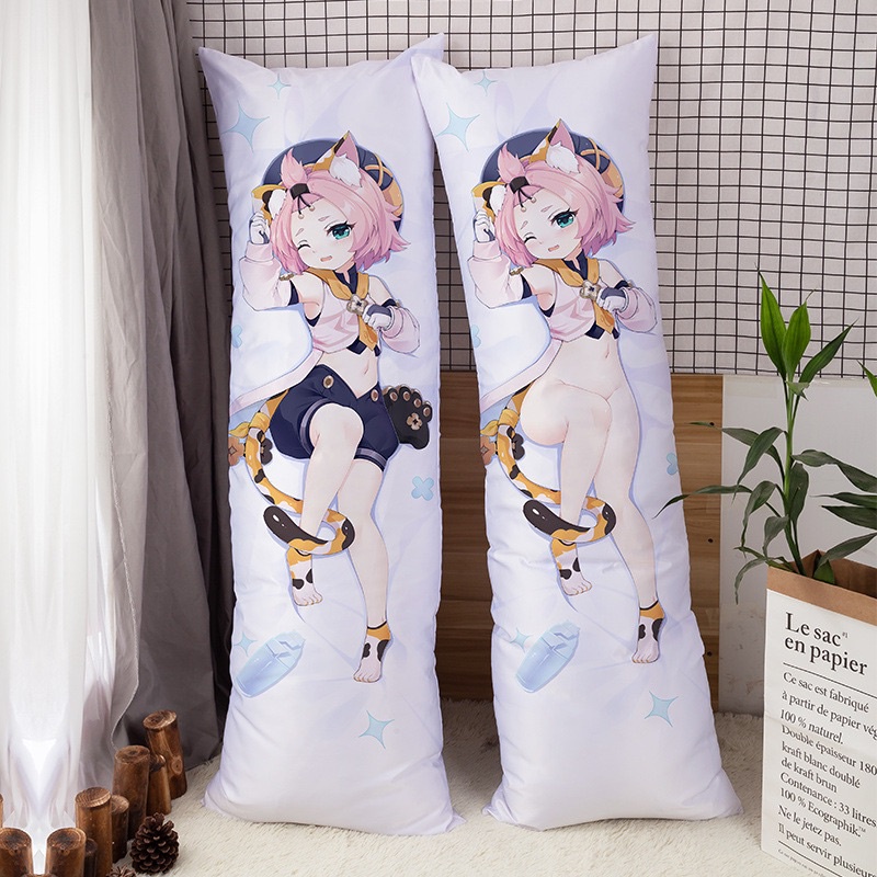 60x180cm Genshin Impact Dakimakura Mona Barbara Klee Qiqi Pillow cover Hugging Body Pillow Sexy ...