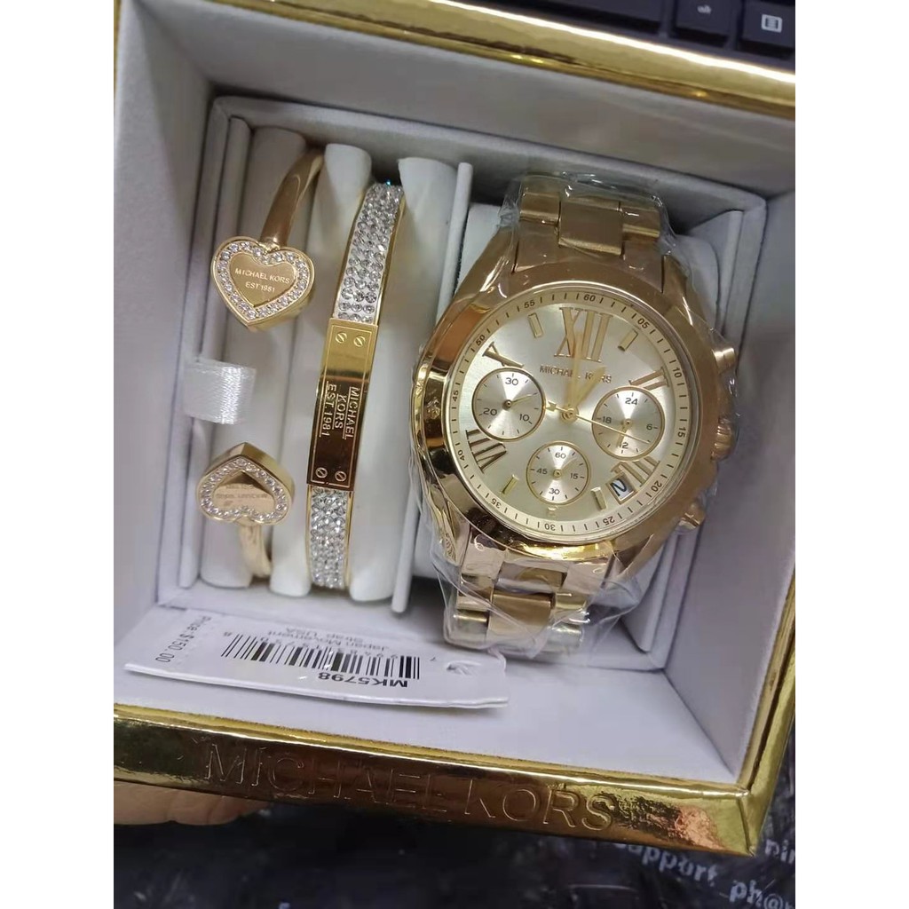 US Grade, MK Set, MK Bradshaw Chronograph Watch with bangles | Shopee ...