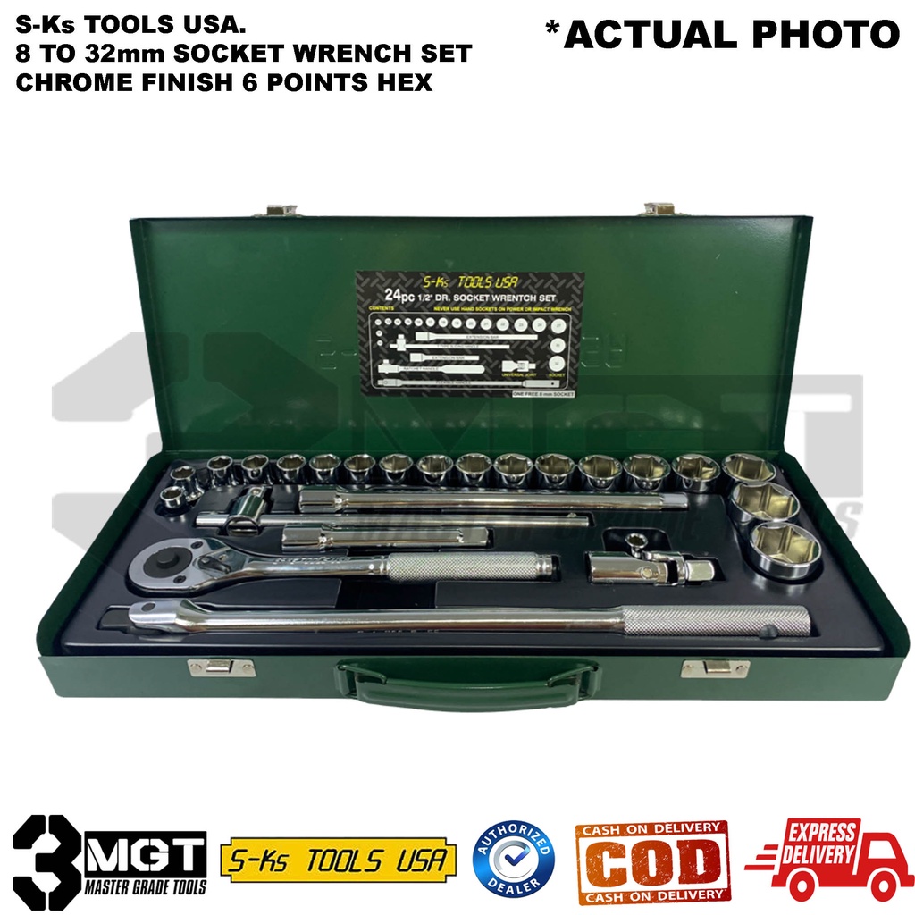 Original S-ks 24 Pcs. 1/2 Drive Socket Wrench Set 6pts | Shopee Philippines