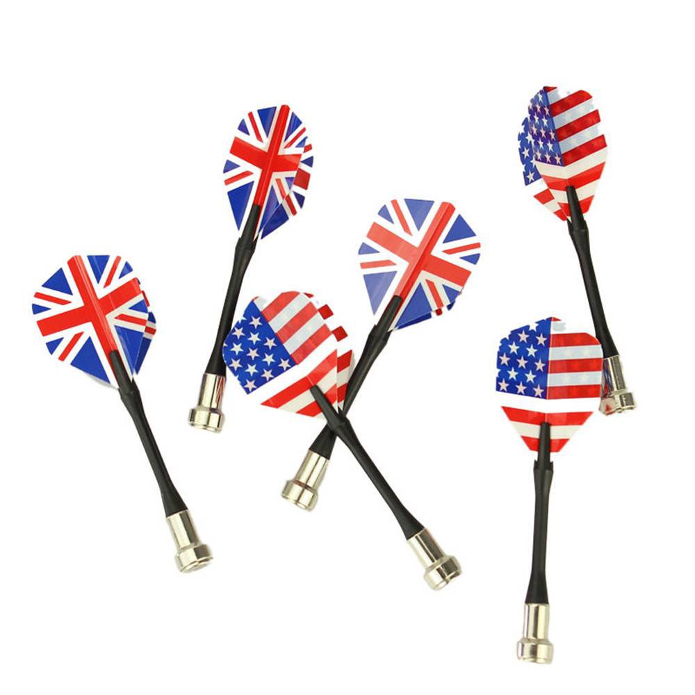 6pcs Bullseye Target Game National Flag Flights Darts Magnetic Safe ...