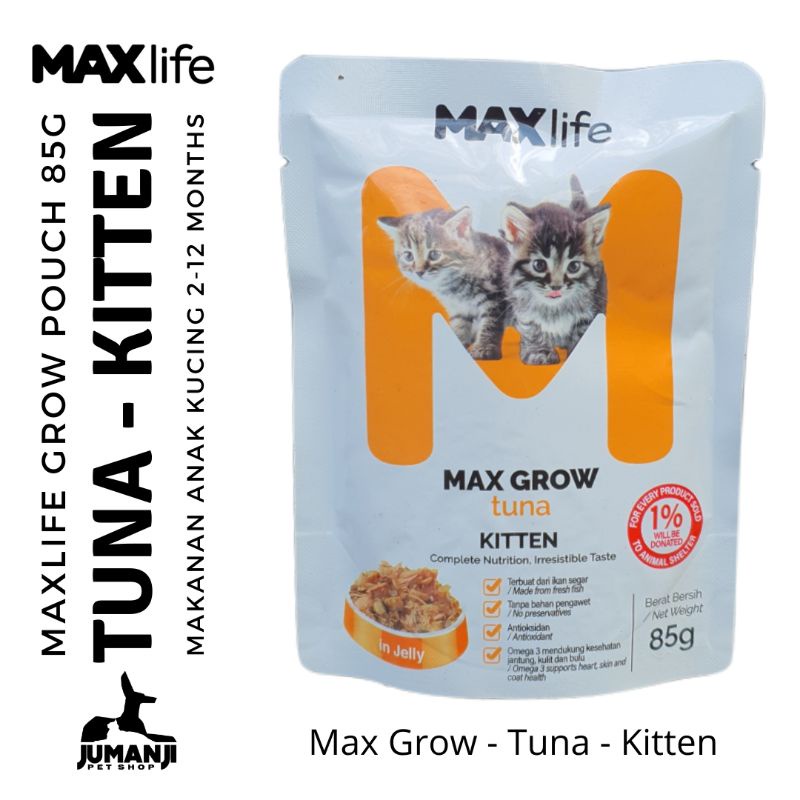 Maxlife Cat Kitten Tuna Pouch 85g (Orange) - Kitten Food Sachet Max ...