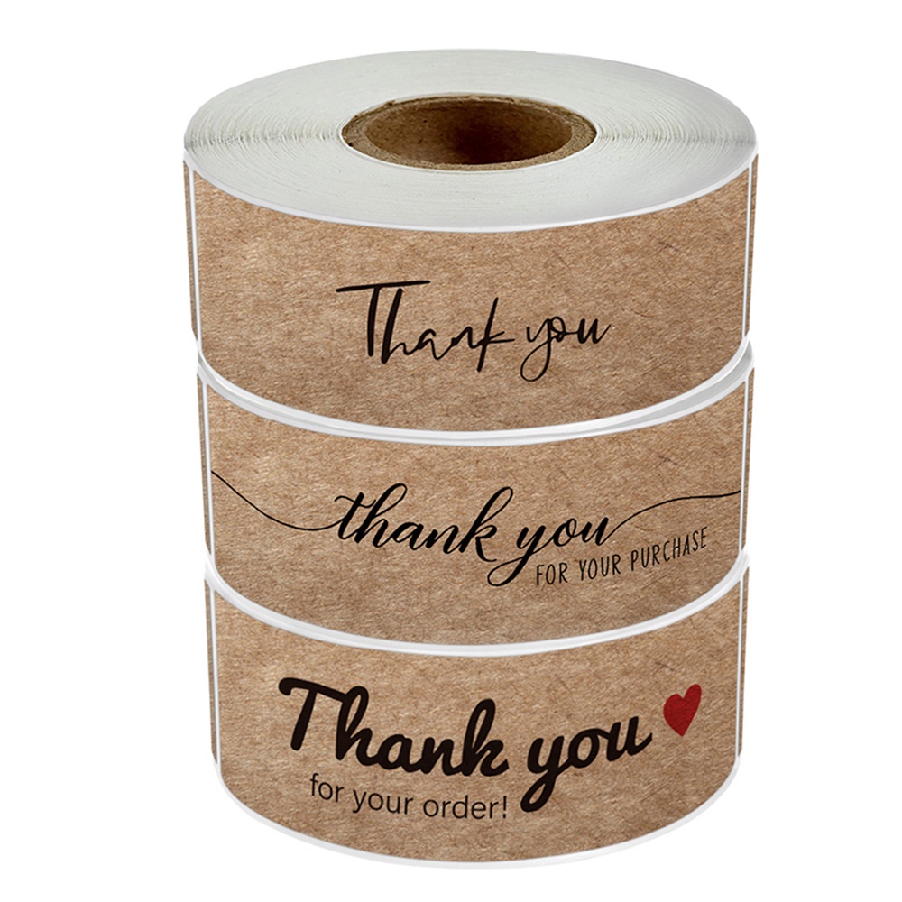 120Pcs/roll Kraft Paper Sealing Stickers Thank You For Your Order ...