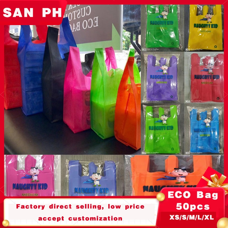 50Pcs Eco Bag tote bags Sando bag large Mid small shopping canvas ...