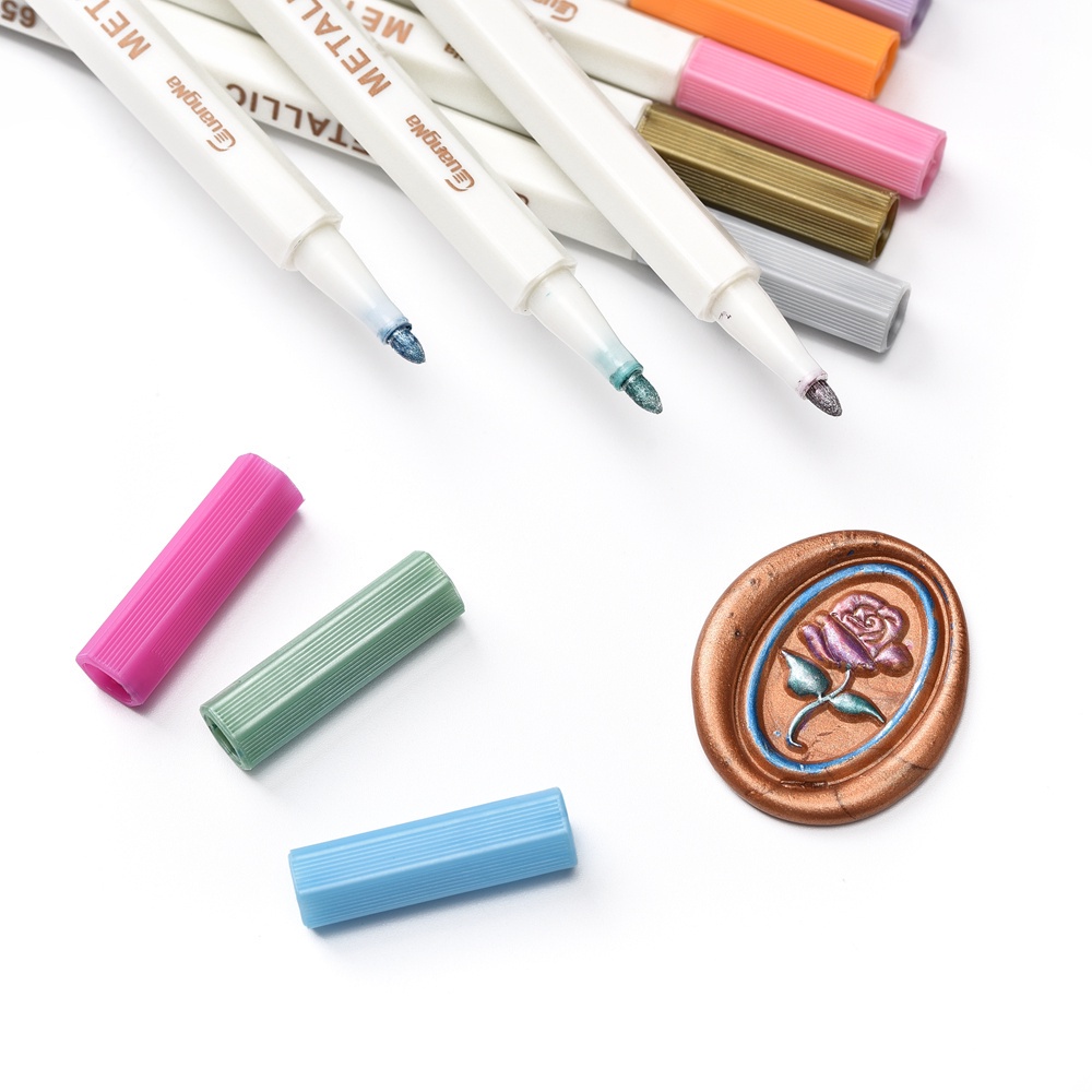 Retro 12 color sealing wax color pen mark pen DIY art sealing wax stamp ...