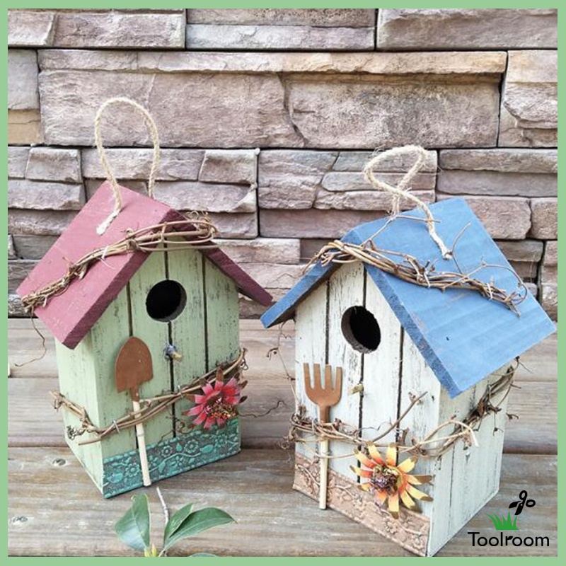 Wooden Bird Houses Rustic Decorative Bird House Outdoor Hanging Bird ...