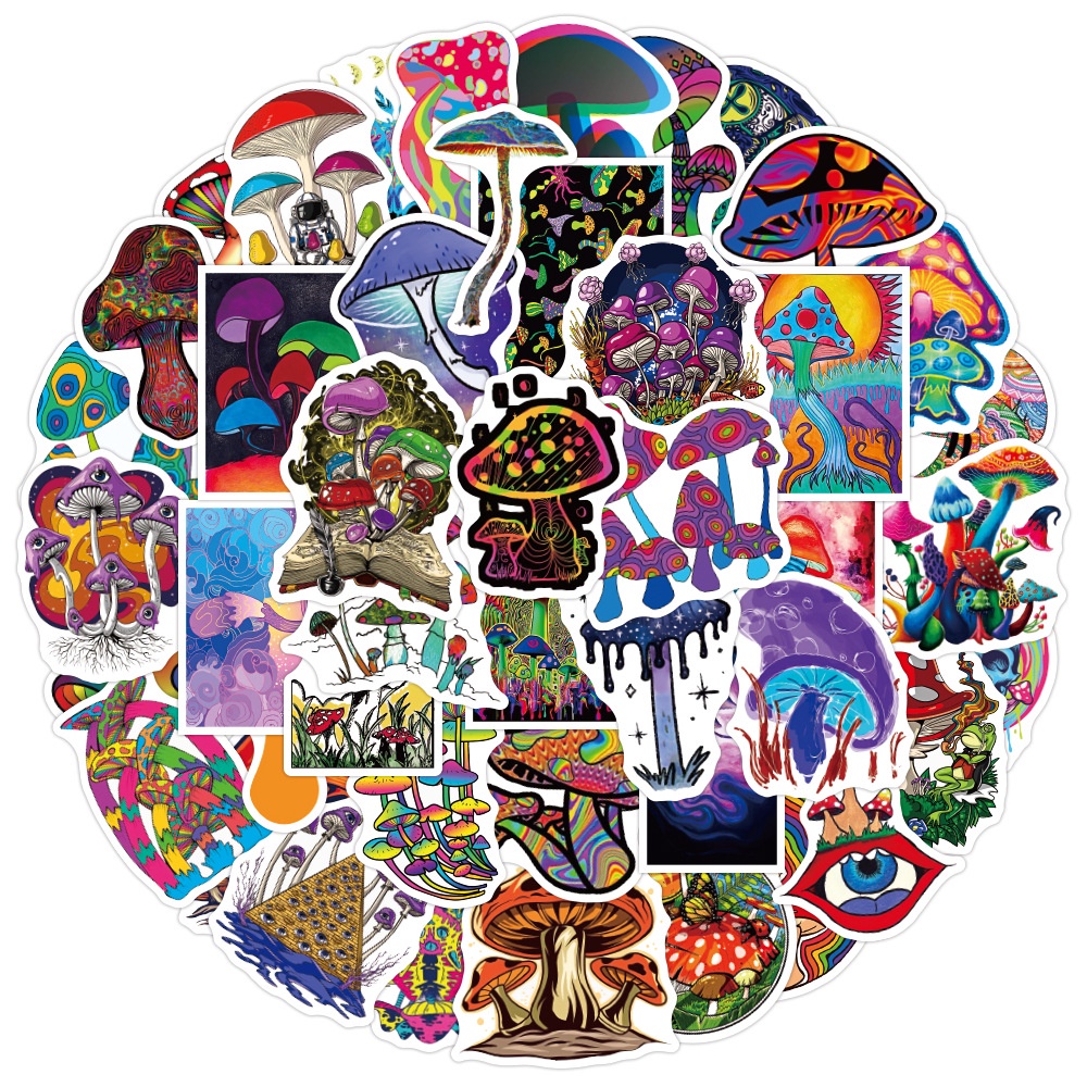 Yxforever 50Pcs Hippie Trippy Mushroom Psychedelic Stickers Aesthetic ...