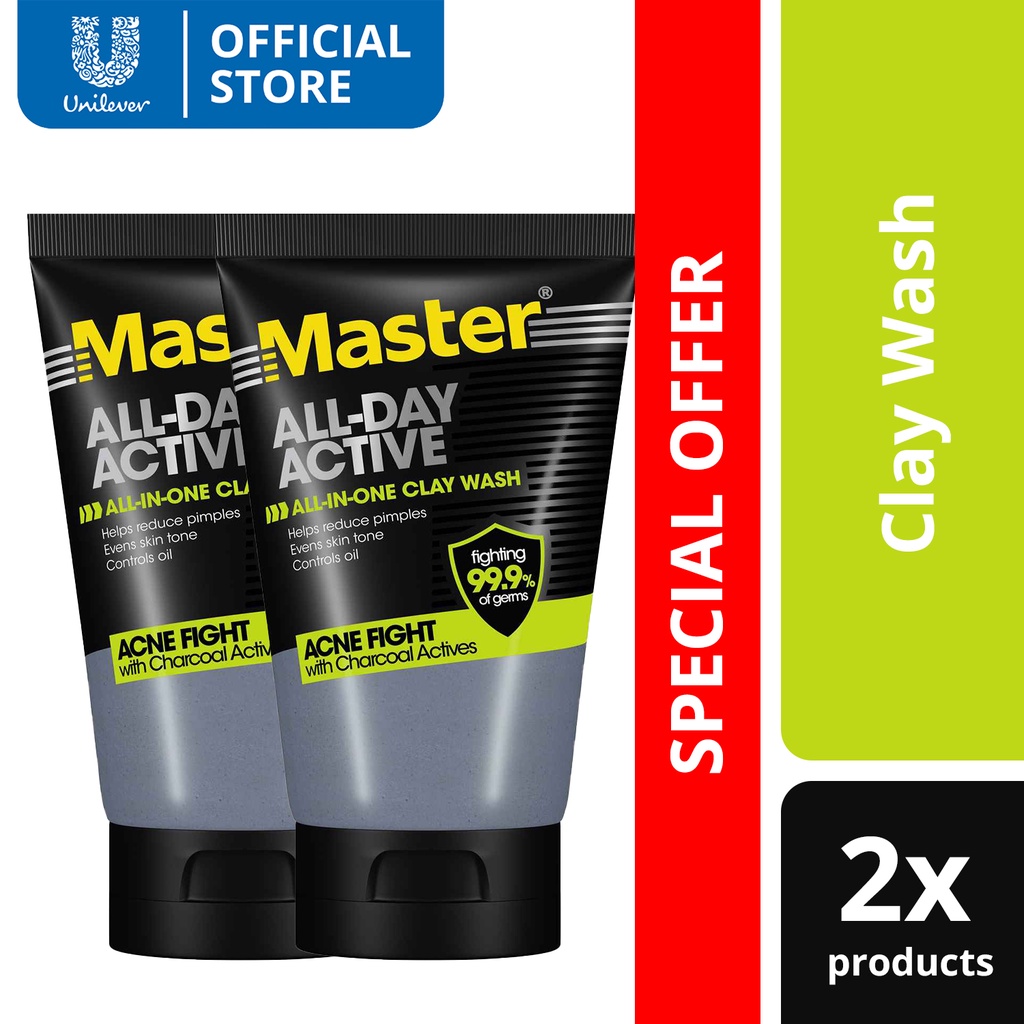 Master All-Day Active Clay Wash Acne Fight 100g x2 | Shopee Philippines