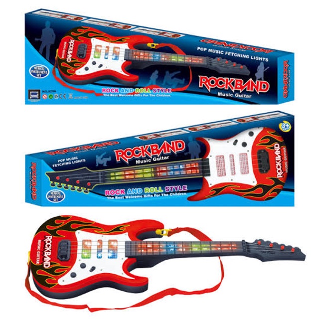 Music Guitar Toy Rockband Rock and Roll Style Musical Light Battery ...