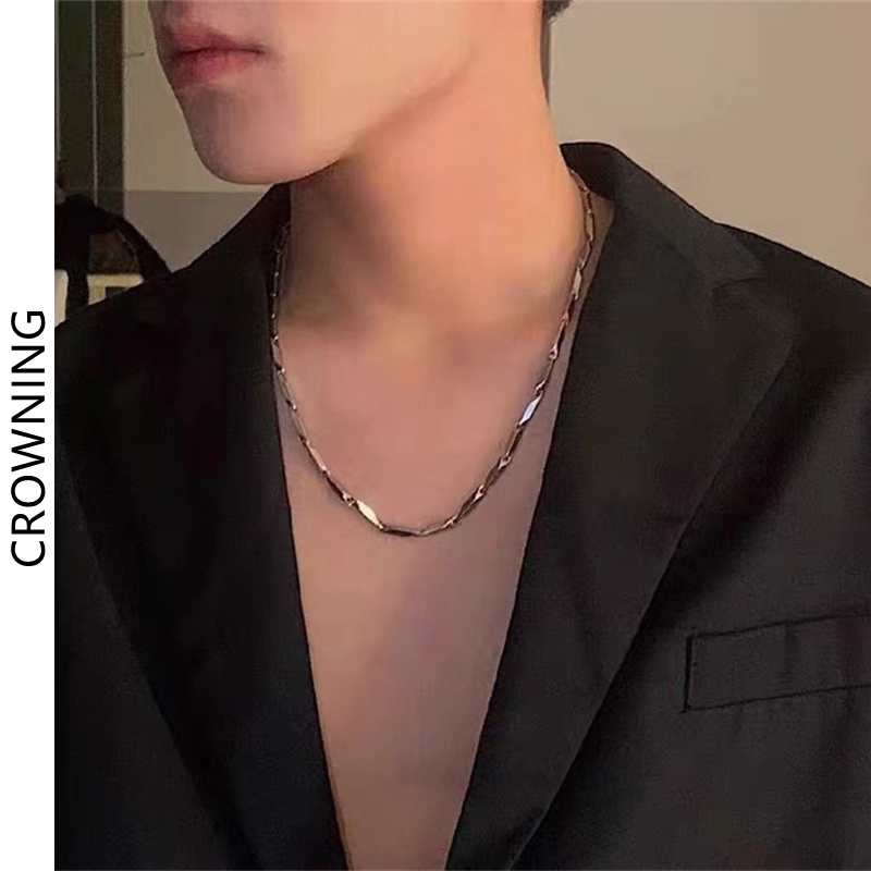 Necklace Men's Trendy 2022 New Style ins Hip Hop Simple Chain Light ...