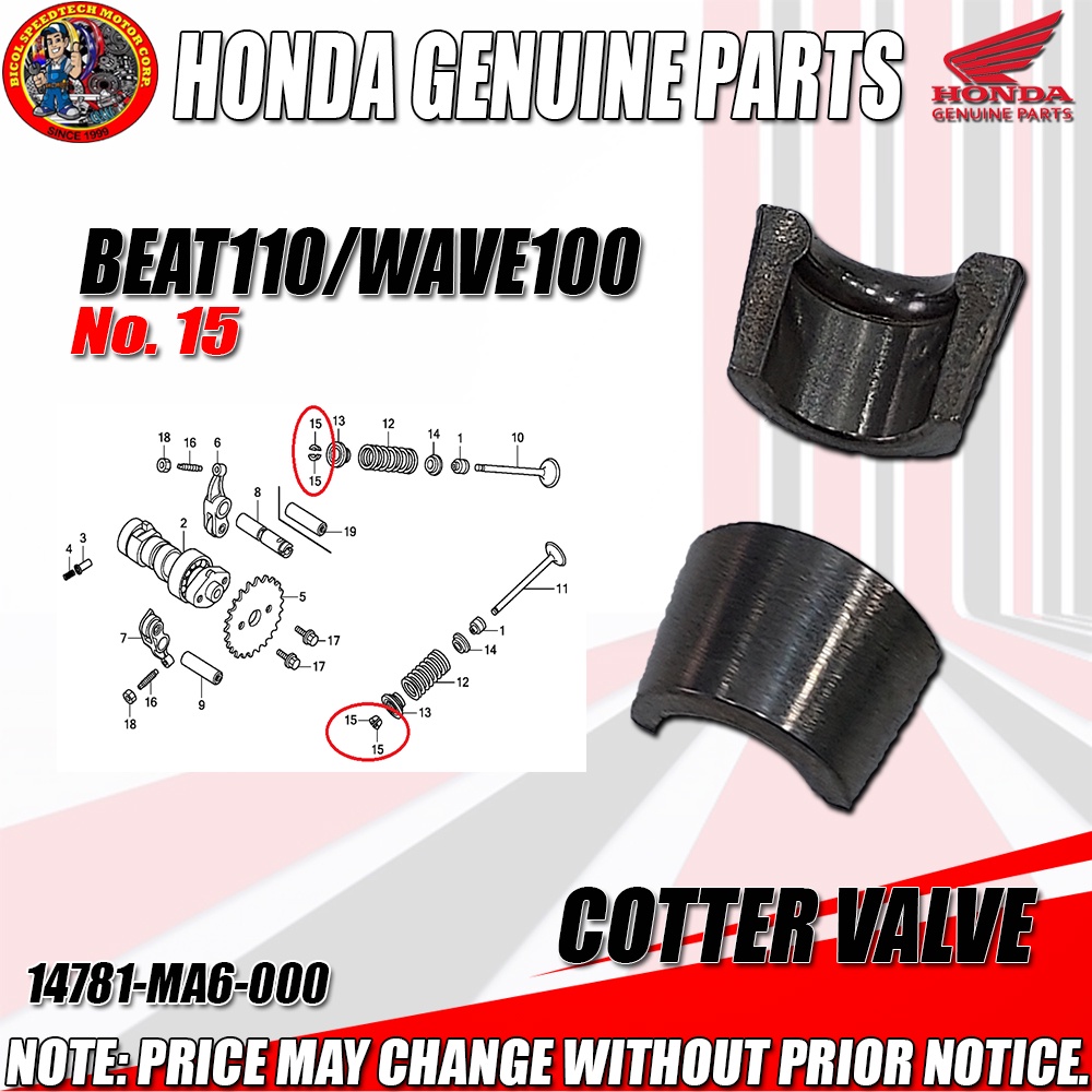 BEAT 110/WAVE100 VALVE COTTER (HPI) (Genuine: 14781-MA6-000) | Shopee Philippines