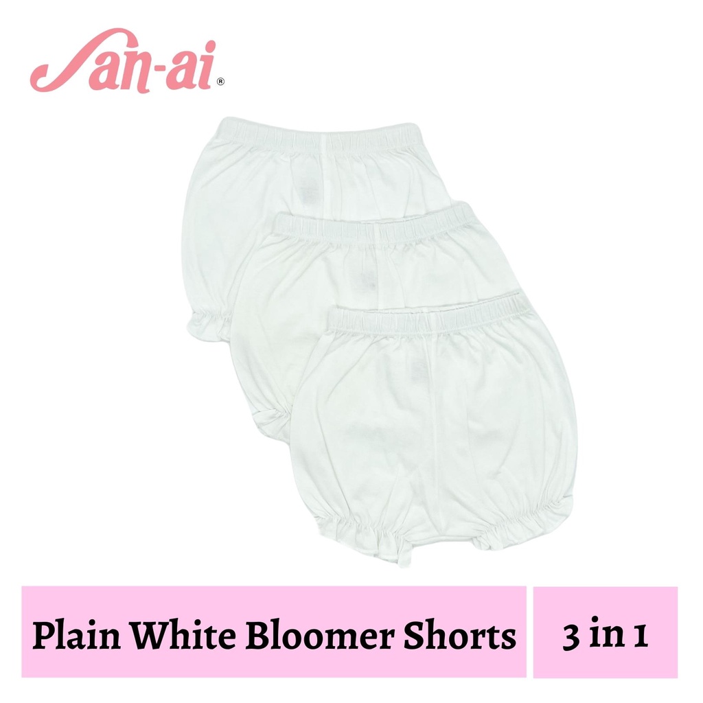 San-ai Infant Baby Plain White Colored Bloomer Short 3 in 1 | Shopee ...