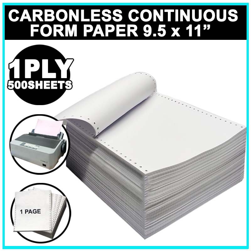 1 Ply Carbonless Continuous Form Paper 1 Whole 500 Sheets 9.5inch x ...