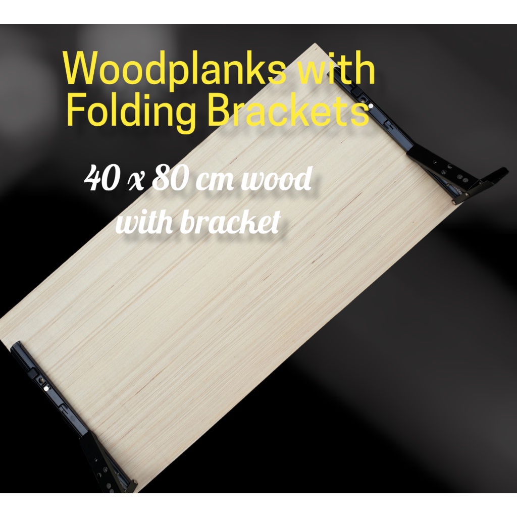 3/4 Wood Planks With Folding Brackets Set DIY Wall Shelves Space Saver ...