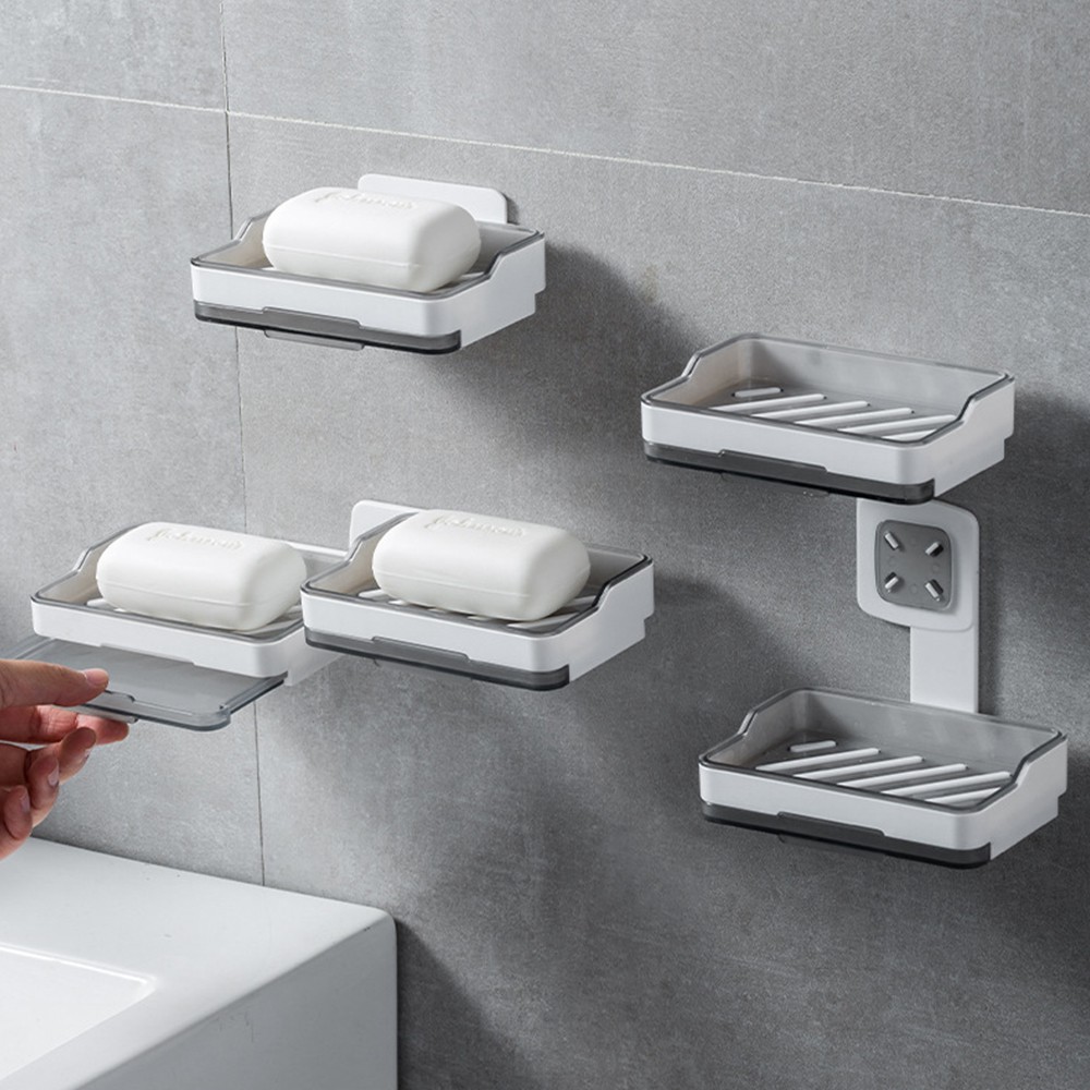 Hanging Bar Soap Holder w/ Self Draining Tray Kitchen Sink Bathroom ...