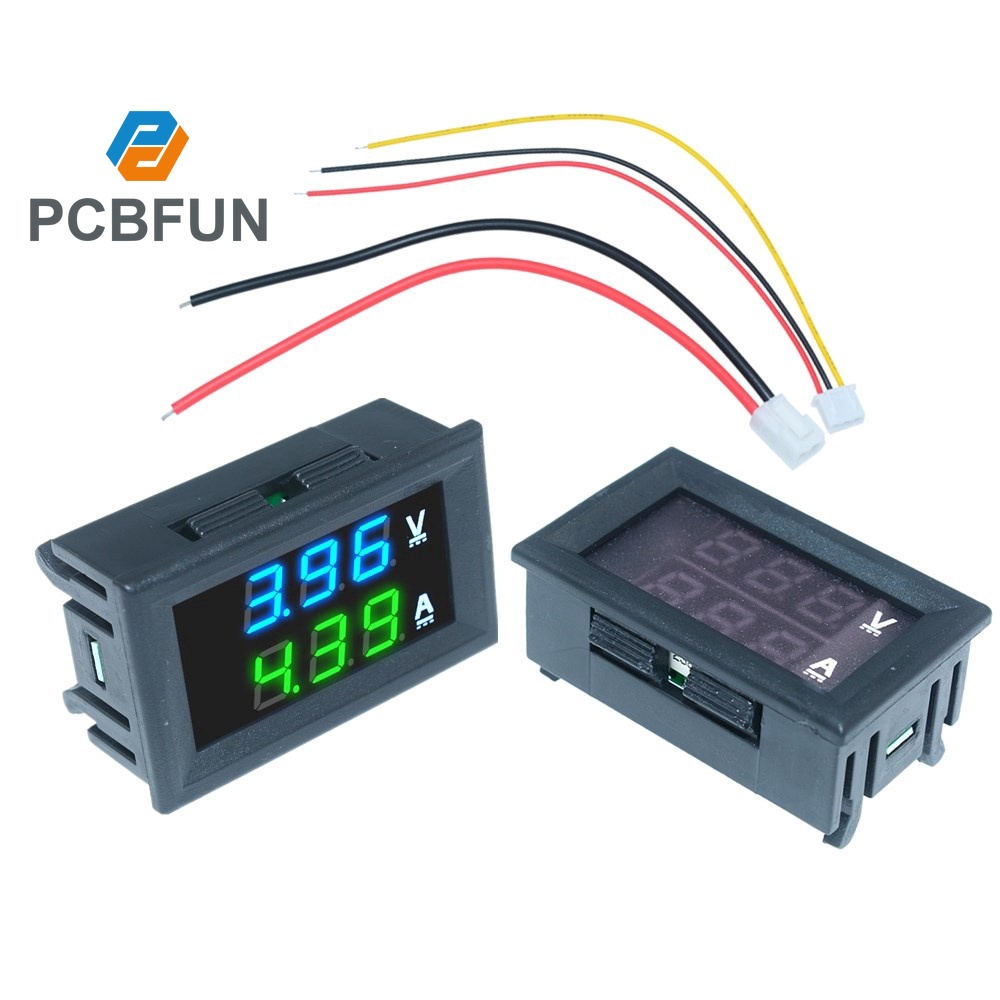 Pcbfun 100V 10A Blue and Green Dual Display Led Digital Voltage Ammeter ...