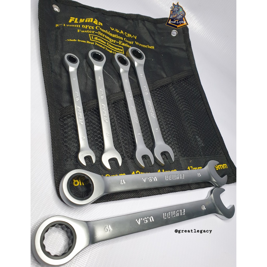FLYMAN 6PCS COMBINATION GEAR WRENCH SET(FIX TYPE) | Shopee Philippines