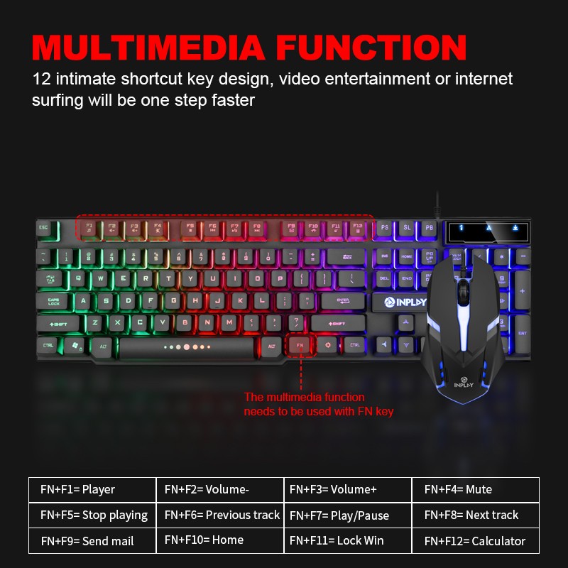 INPLAY STX360 PH ready stock Rainbow Backlit Gaming Keyboard and Mouse ...