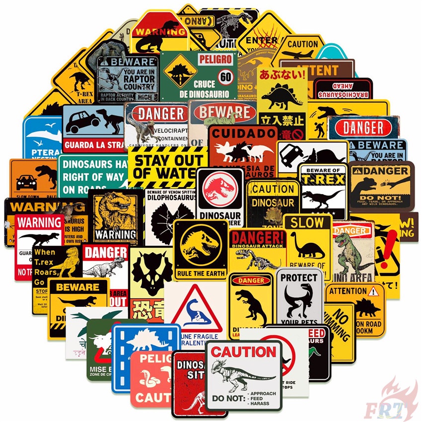 60Pcs/Set Dinosaur Warning Sign Series 01 Stickers Fashion DIY ...