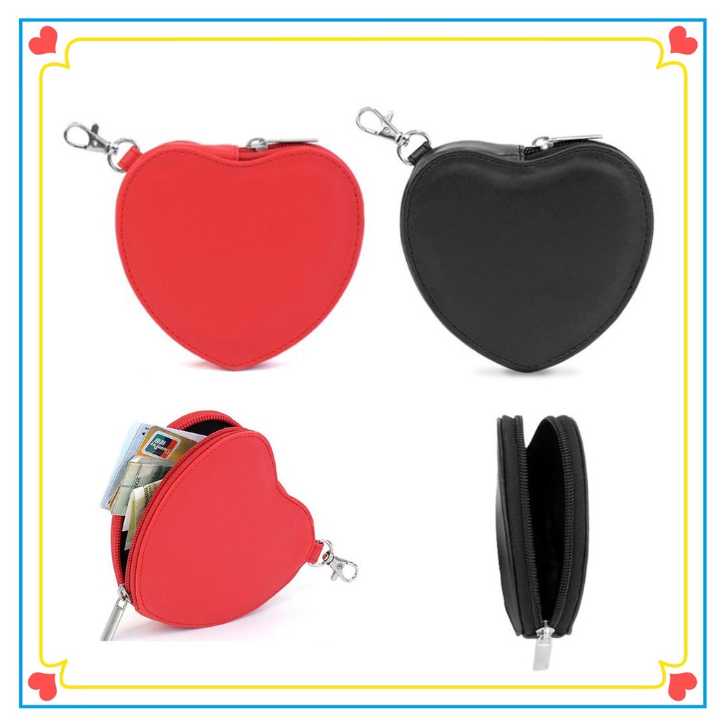 Multifunctional Heart Shape Wallet Women PU Leather Coin Purses Zipper ...