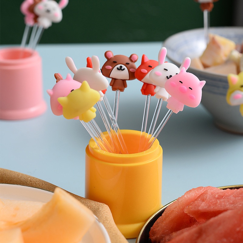 Animal Cartoon Farm Mini Fruit Fork Children Cartoon Snack Cake Dessert ...