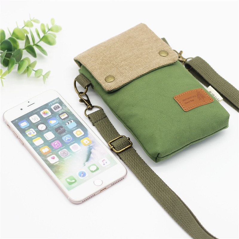 Simple Style Cloth Mobile Phone Bag Crossbody Canvas Solid Color ...