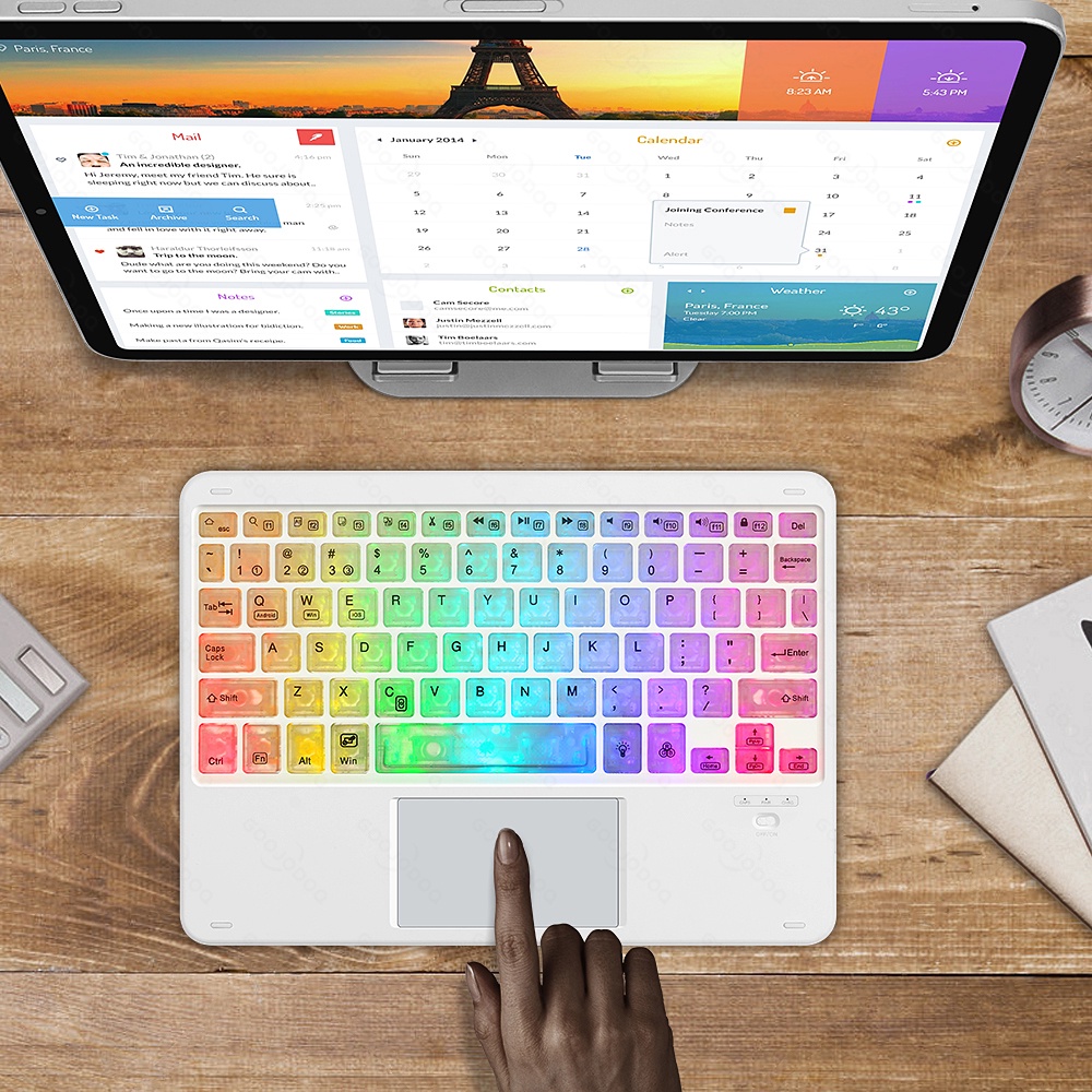 Goojodoq For iPad wireless keyboard RGB Backlit Bluetooth Keyboard with ...