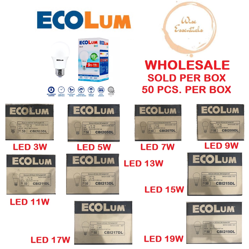 ECOLUM Wholesale LED Light Bulbs 3W-19W | Shopee Philippines