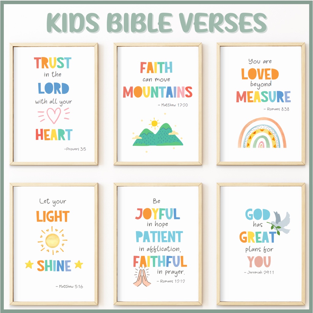 A4 / A3 Laminated Bible Verses Nursery room wall art, Play room, Wall ...
