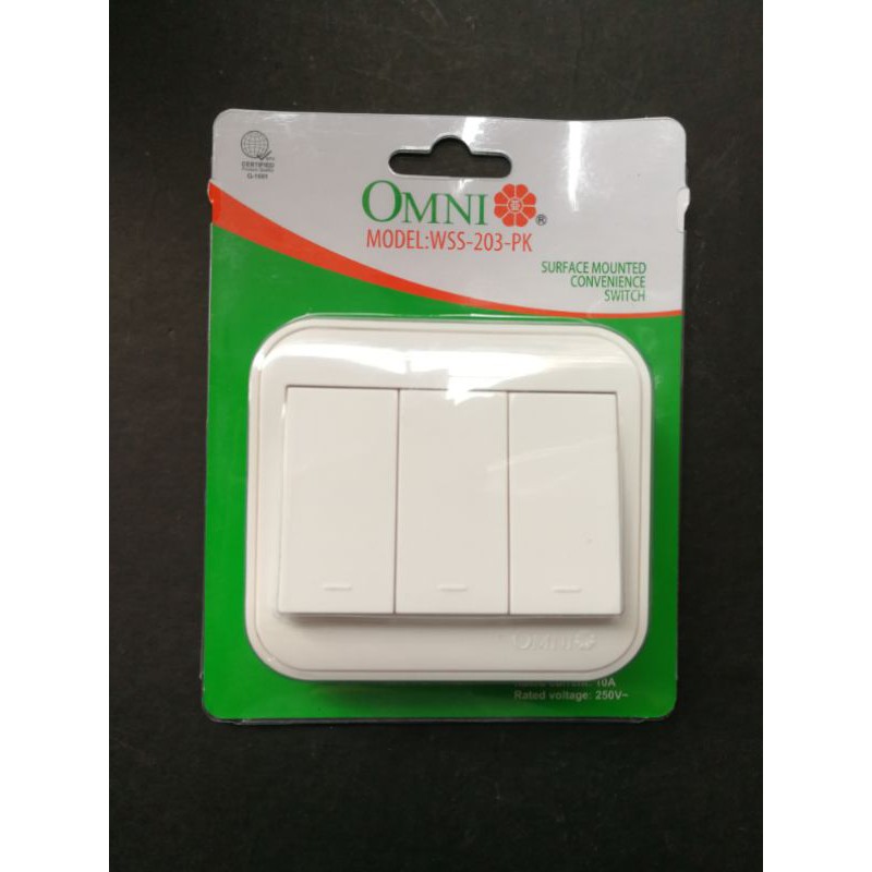 Omni Surface Mounted Convenience Switch 1 / 2 / 3 Gang WSS-201-PK ; WSS ...