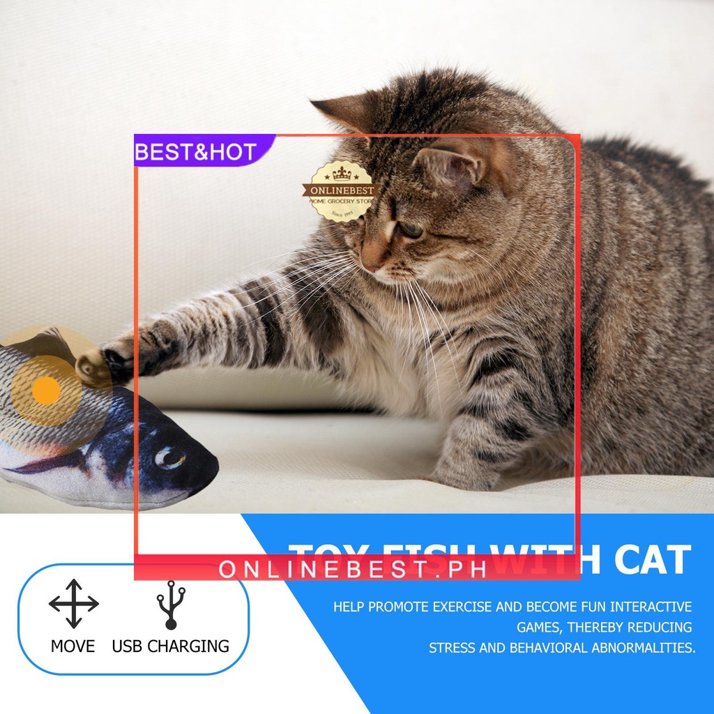 [onlinebest.ph] Electric Floppy Fish Cat Toy, Realistic Flopping Wiggle ...
