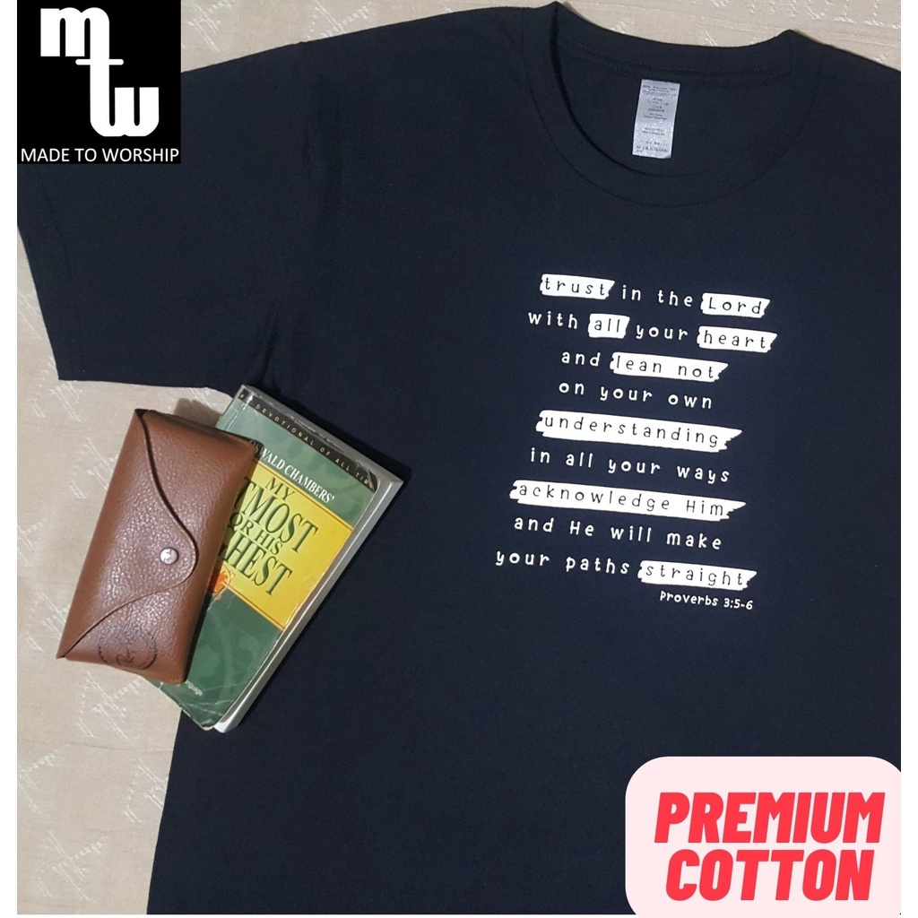 MTW Trust In The Lord Premium Cotton Statement T-Shirt Christian Gospel ...