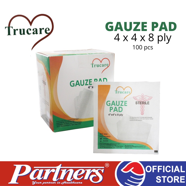 TRUCARE GAUZE PAD 4 x 4 x 8 PLY STERILE (100 pcs) - 1 box | Shopee ...