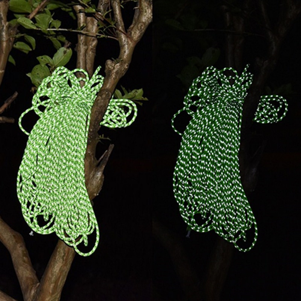 5M Dia.4mm Reflective Paracord Luminous Camping Tent Ropes Outdoor Tool ...