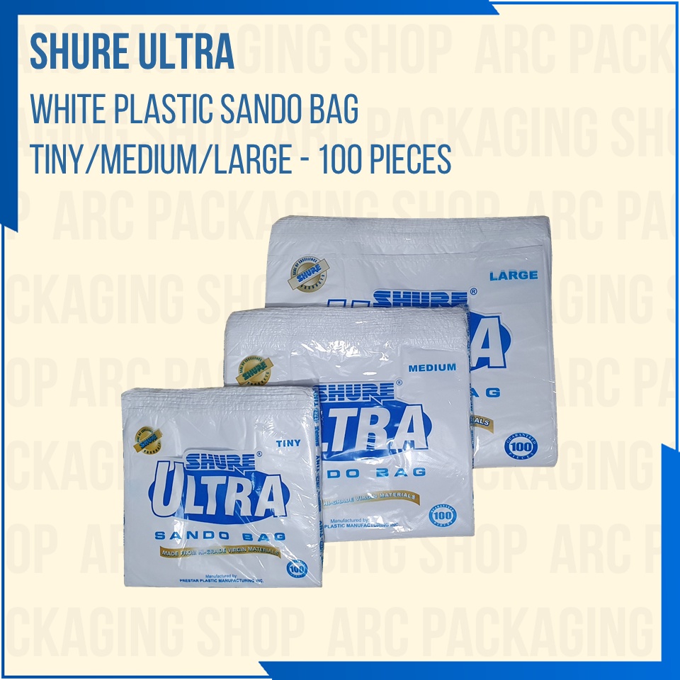 Shure Ultra Plastic Sando Bag White 1 Pack 100 Pieces (Tiny/Medium ...