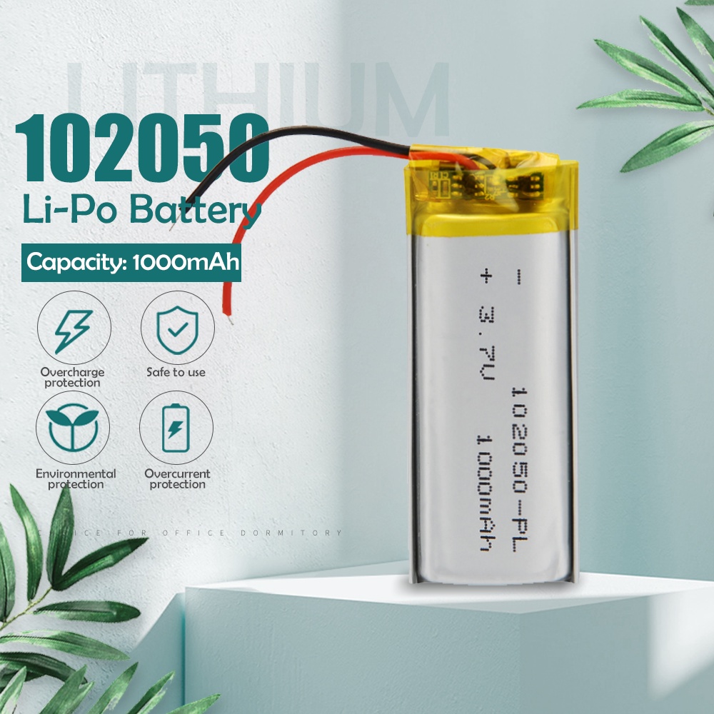3.7V 1000mAh 102050 Lithium Polymer Li-Po li ion Rechargeable Battery ...