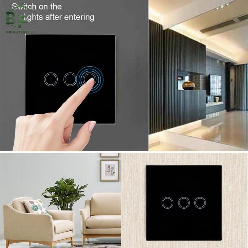 1/2/3 Gang Smart Touch Screen Wall LED Light Switch Crystal Tempered ...