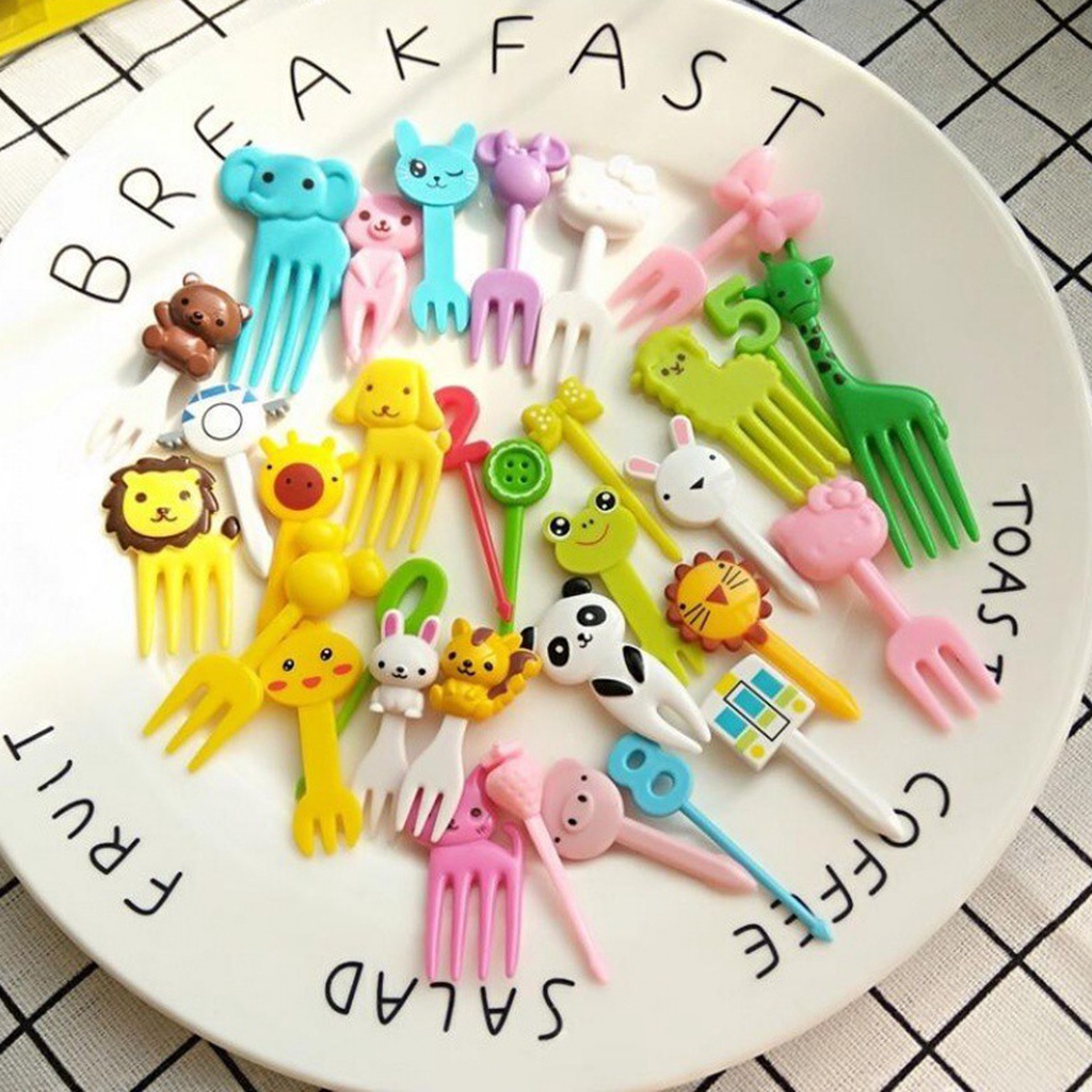 [SHA]20Pcs/Set Fruit Pick Animal Pattern Multi-shape Mini Size Plastic ...