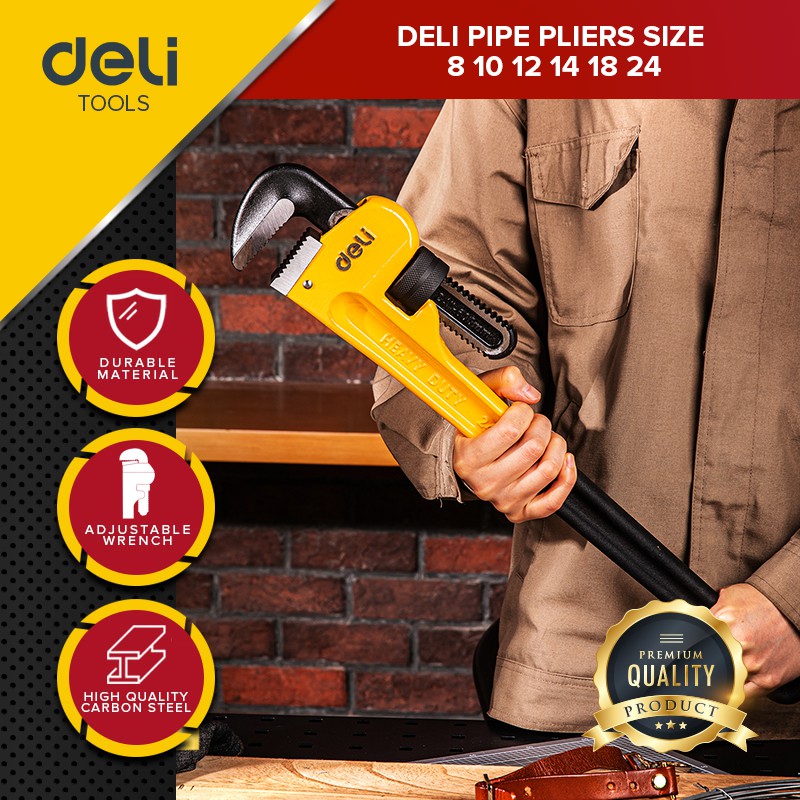 Deli Pipe Pliers Tools Size 10 14 18 24 EDL2510 EDL2514 EDL2518 EDL2524 | Shopee Philippines