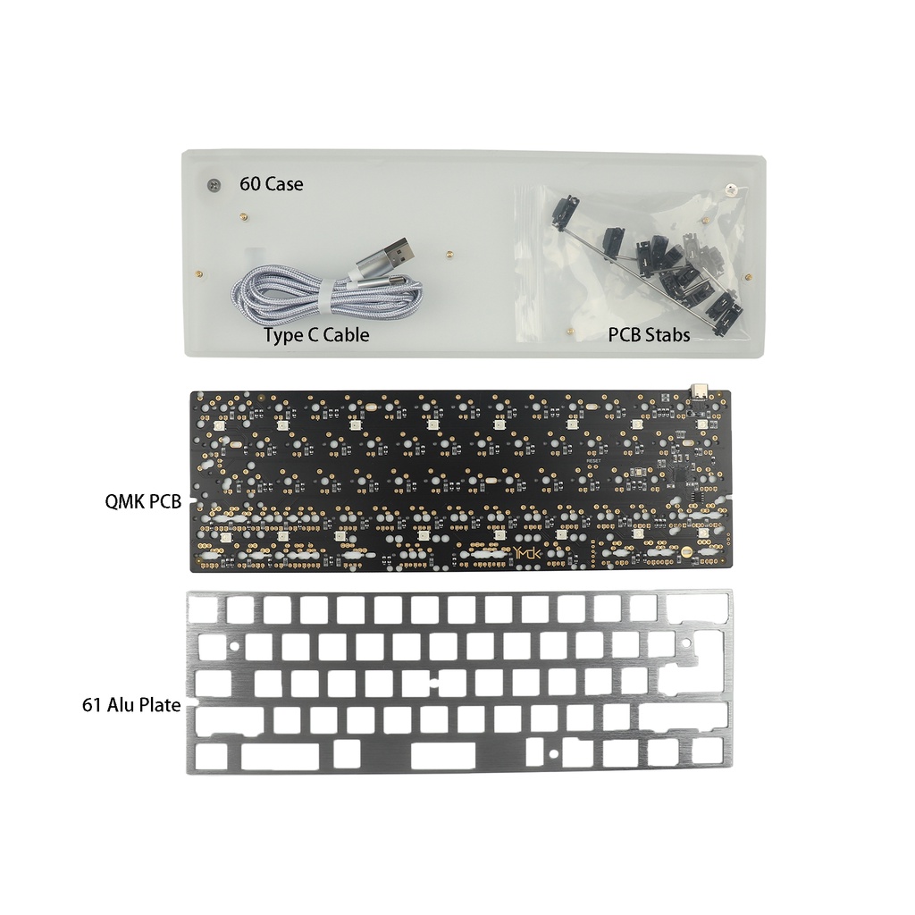 YMDK 60% 61 64 Acrylic Case QMK VIA Non Hotswap ANSI ISO Underglow RGB ...