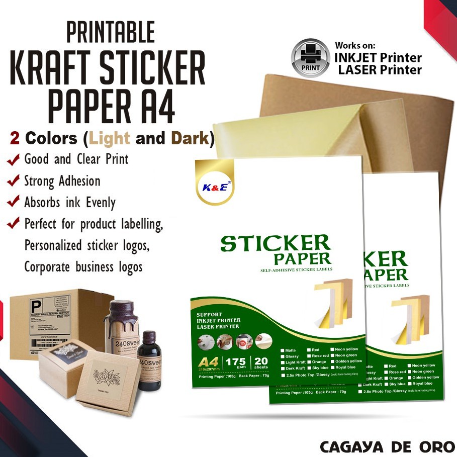 Kraft Sticker Paper A4 175GSM (20 sheets) | Shopee Philippines